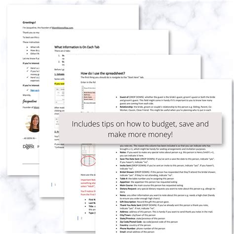 Bridal Shower Guest List Excel Spreadsheet Template Engagement Party Event RSVP Tracker For MOH