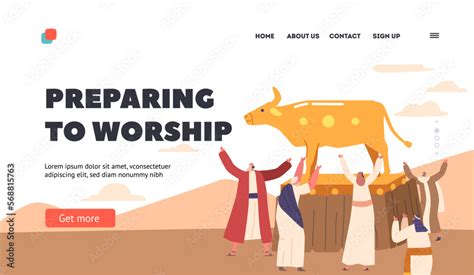 Vector De Stock Preparing To Worship Landing Page Template Ancient Jews Characters Worshiping