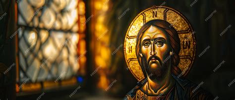 Ícone De Jesus Cristo Ortodoxia Bizantina Foto Premium