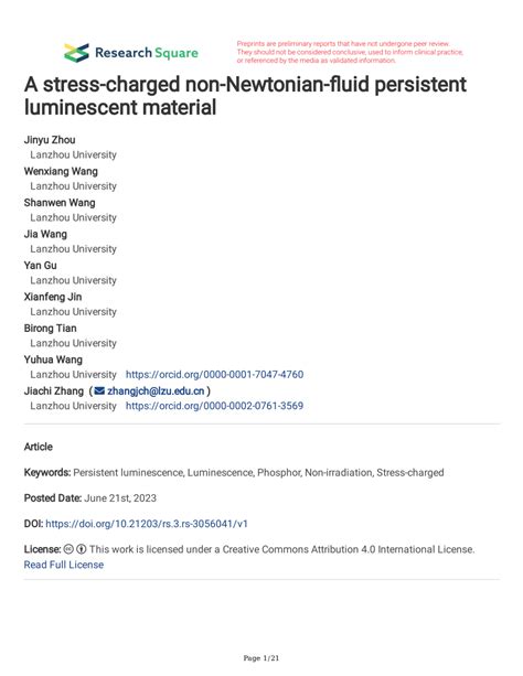 Pdf A Stress Charged Non Newtonian Fluid Persistent Luminescent Material