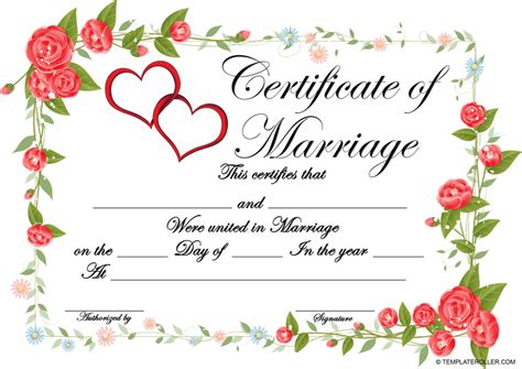 Template Of Marriage Certificate