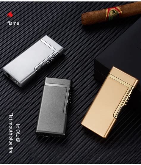 Briquet à Gaz Flamme Rose Plat Pour Homme Torche à Gaz Butane Accessoires Pour Fumer Coupe