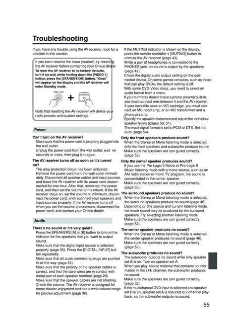 Troubleshooting Onkyo Ht S590 Manual