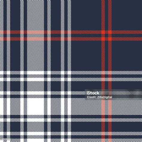 타탄 격자 무늬 패턴 플란넬 셔츠 판초 담요 던지기 또는 기타 현대적인 직물 디자인을 위한 진한 파란색 빨간색 및 흰색의 매끄러운 헤링본 체크 격자 무늬 0명에 대한 스톡