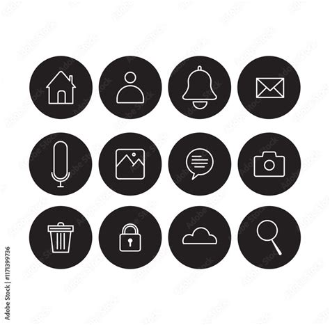 Basic User Interface Icon Set Uxui Outline Icons In Trendy Thin Line