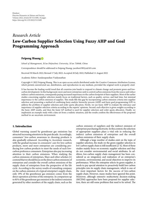 Pdf Low Carbon Supplier Selection Using Fuzzy Ahp And Goal