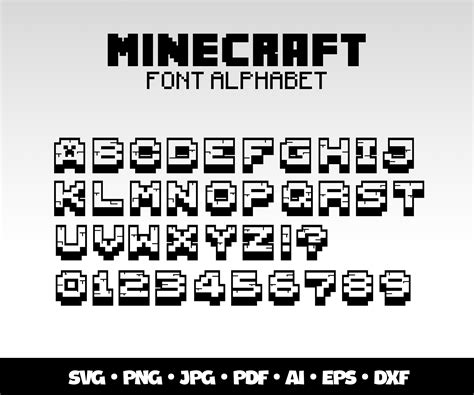 Minecraft 9 Fonts Svg Bundle Minecraft Alphabet Printable Minecraft
