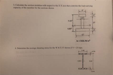 Solved Calculate The Section Modulus With Respect To The Chegg