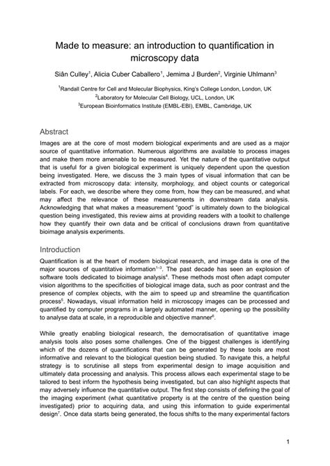 Pdf Made To Measure An Introduction To Quantification In Microscopy Data
