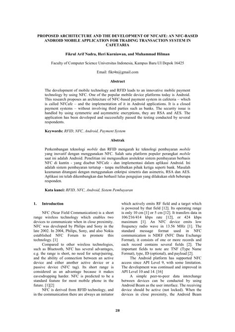 Pdf Proposed Architecture And The Development Of Nfcafe An Nfc Based Android Mobile