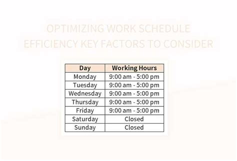 optimizing work schedule efficiency key factors to consider excel