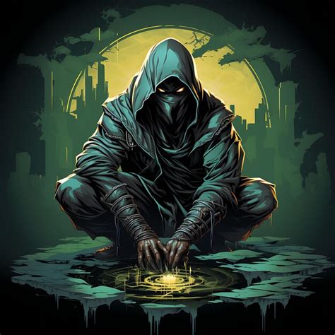 Premium Photo Tshirt Design Of Ninja Assassin In A Stealthy Crouch