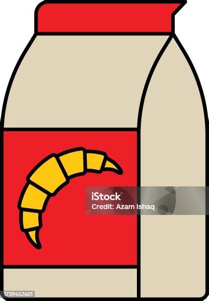 버터 크로와상 개념의 포장 베이커리 상인 벡터 아이콘 디자인 베이커리 및 구운 식품 기호 요리 및 주방 교육 기호 레시피 개발 스톡 일러스트레이션 3차원 형태에 대한 스톡