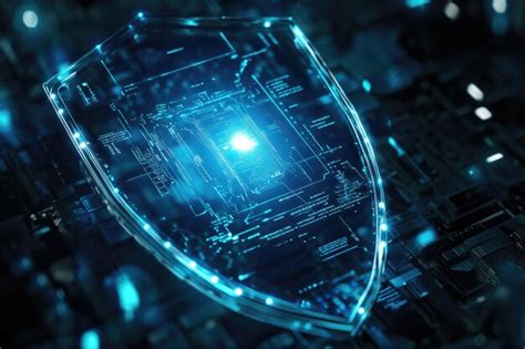 A Futuristic Digital Shield Protecting Data On A Circuit Board Premium Ai Generated Image