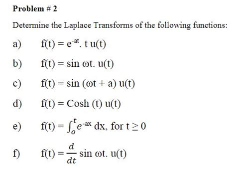 Solved Problem Determine The Laplace Transforms Of The Chegg