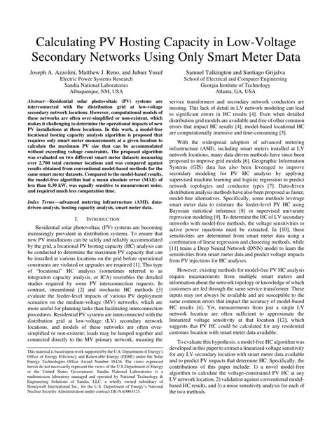 Pdf Calculating Pv Hosting Capacity In Low Voltage Secondary Networks Using Only Smart Meter Data