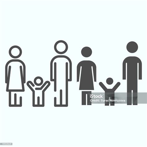 행복한 가족 라인과 글리프 아이콘입니다 엄마 아빠와 아이 벡터 그림 에 고립 된 흰색 어머니 아버지와 아이 개요 스타일 디자인 웹 및 응용 프로그램을 위해 설계 Eps 10