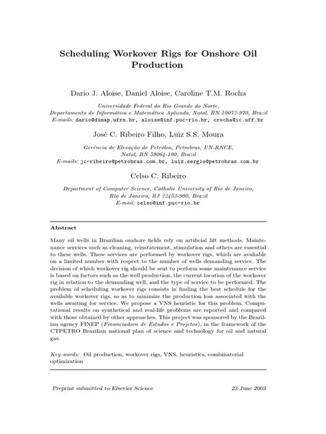 optimizing rig scheduling pdf pdf applied mathematics teaching mathematics