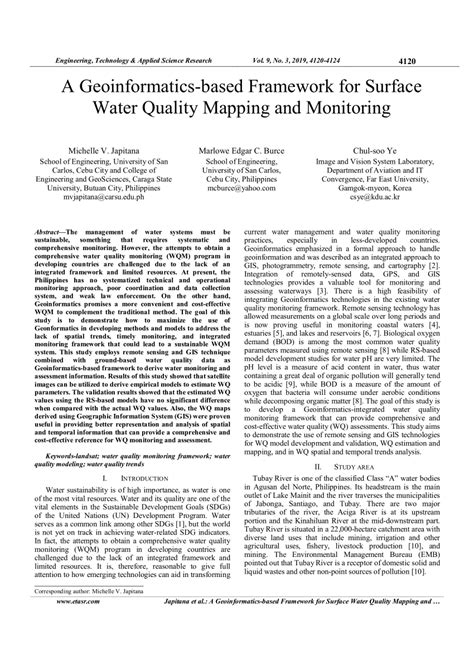 pdf a geoinformatics based framework for surface water quality