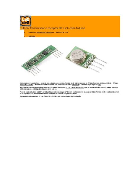 pdf tutorial transmissor e receptor rf link com arduino dokumen tips