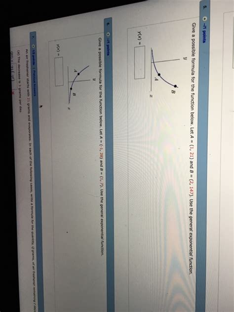 solved give a possible formula for the function below let a