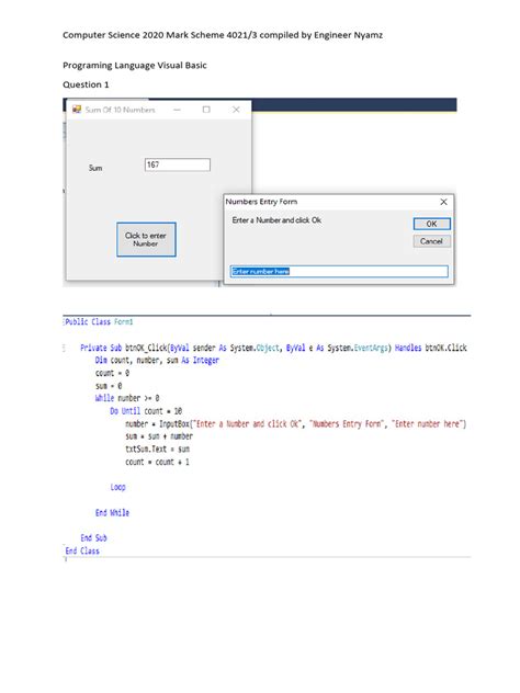 2020 Paper 3 Marking Scheme Pdf Computer Science Computing
