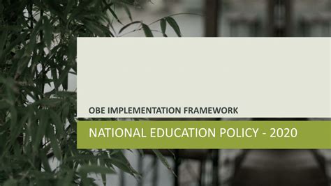 Pdf Obe Implementation Framework National Education Policy 2020