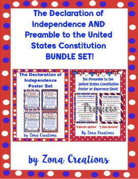 Preamble And Declaration Of Independence Reference Sheet Bundle Set