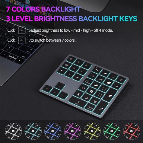 Buetooth Keypad For Ipad Procreate Backlit Number Pad Rechargeable Keyboard Drawing Shortcuts