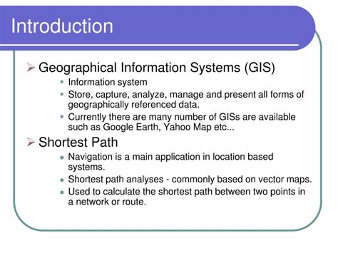 Ppt Shortest Path Navigation Application On Gis Powerpoint