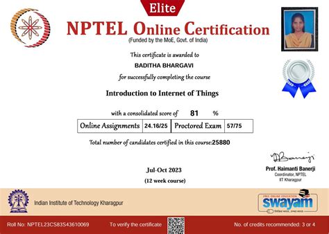 Bhargavi Baditha On Linkedin Internetofthings Nptel Certification Techskills Learningjourney