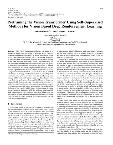 pdf pretraining the vision transformer using self supervised methods
