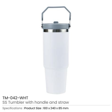 Tumbler With Handle And Straw Ss Double Wall 900ml Promotional T