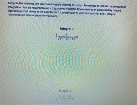 solved compute the following two indefinite integrals