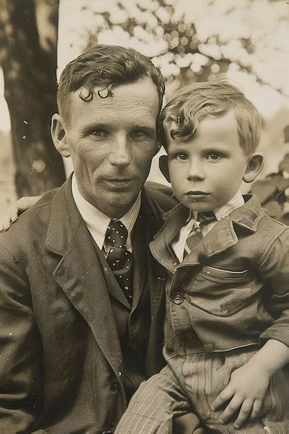 Premium Photo Father And Son In Vintage Closeup