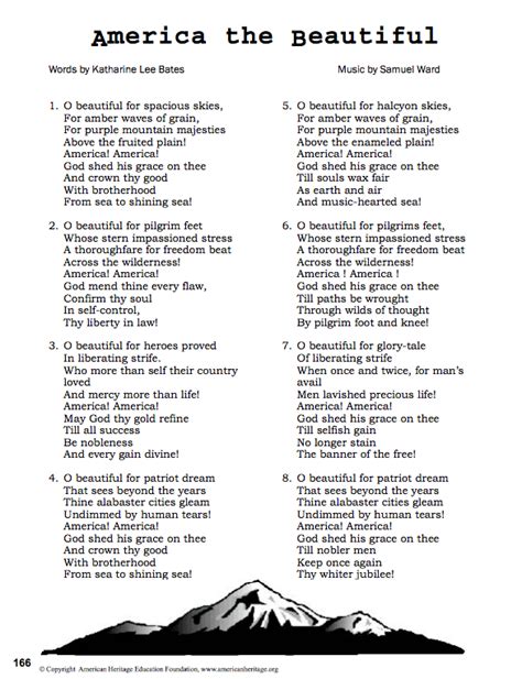 America The Beautiful By Katherine Lee Bates Elementary Lesson Plan