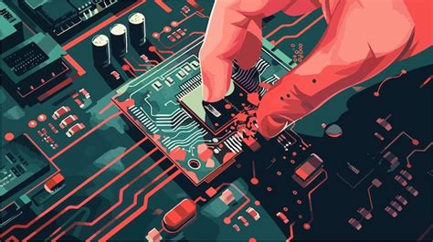 Closeup Human Hand Damaging Computer Processor Premium Ai Generated