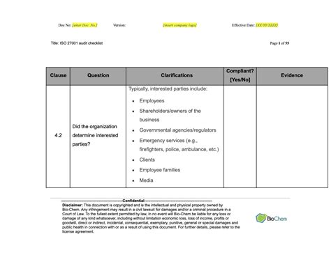 Iso 27001 Internal Audit Planning And Scheduling Bio Chem