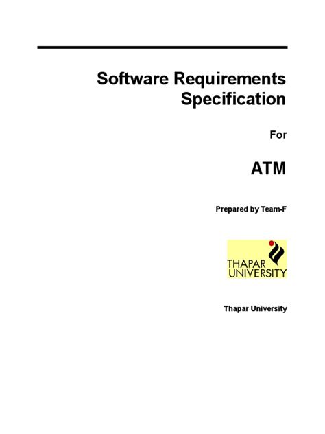 Srs Atm Sample Pdf Automated Teller Machine Personal