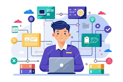 Ingeniero De Sistemas De Estilo Plano Con Diagramas De Arquitectura De Sistemas Y Técnicas De