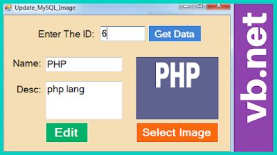 VB Net Update Image In MySQL C JAVA PHP Programming Source Code