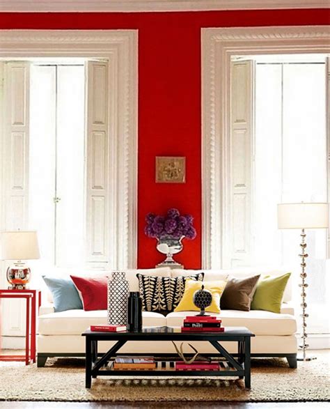 Living Room With Red Walls