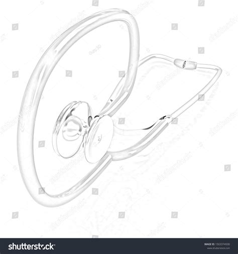 Stethoscope 3d Illustration Pencil Drawing Stock Illustration