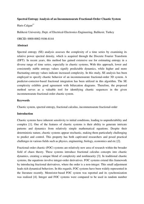 Pdf Spectral Entropy Analysis Of An Incommensurate Fractional Order