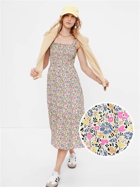 Smocked Tiered Midi Dress Gap