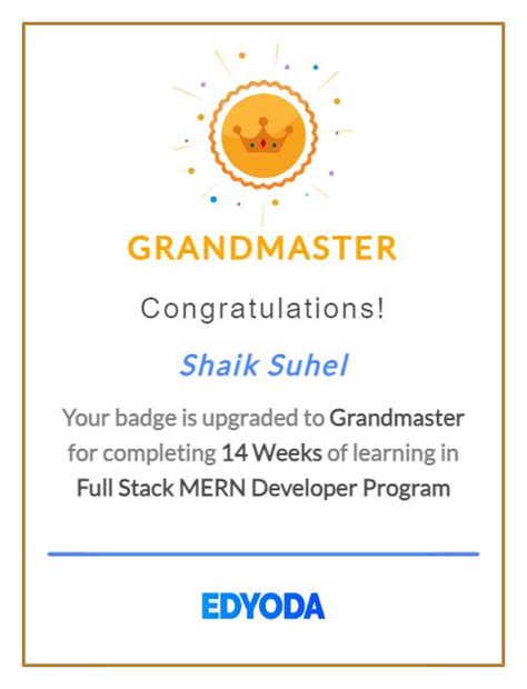Suhel Shaik On Linkedin Mernstack Fullstackdevelopment Edyoda Grandmaster Continuouslearning
