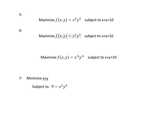 Solved 5 Maximize F X Y X2y2 ﻿subject To X Y 106 Maximize