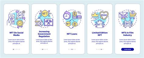 Promising Nft Trends Onboarding Mobile App Screen Blockchain Walkthrough 5 Steps Editable