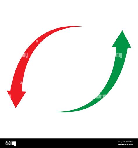 Curved Arrow Symbol Direction Arrow Concept Red Green Shape Vector Motion Element Stock
