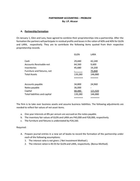 Partnership Accounting Problem Partnership Accounting Problem By